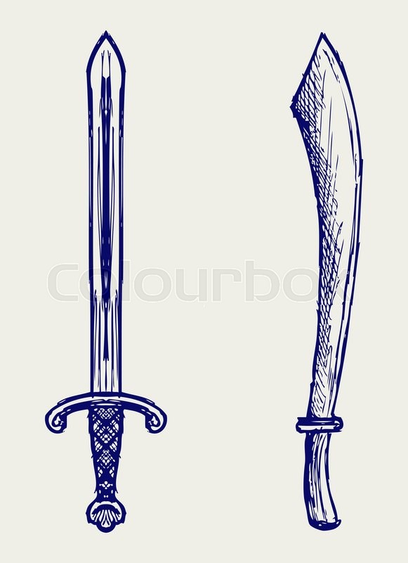 Ornamental dagger. Doodle style | Stock vector | Colourbox