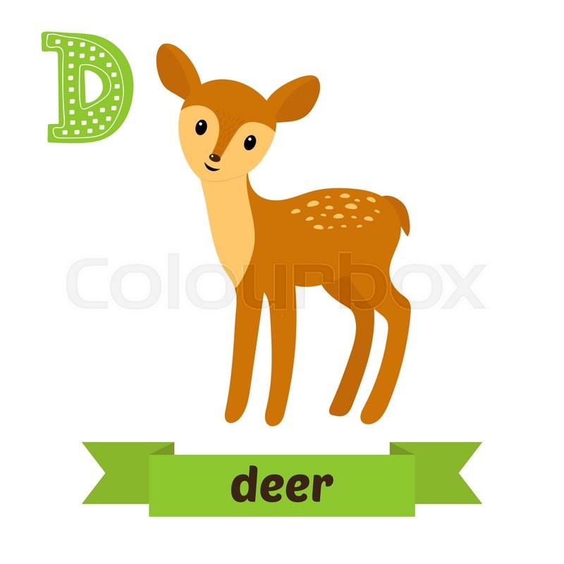 Deer. D letter. Cute children animal ... | Stock vector | Colourbox