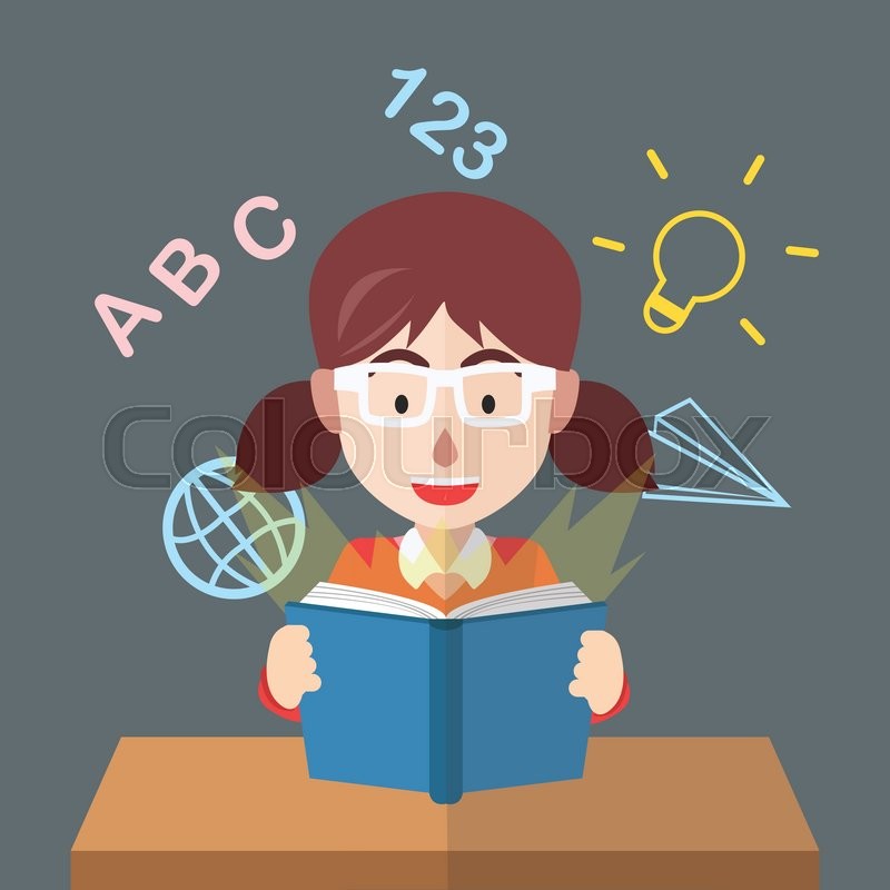 Girl learn math | Stock vector | Colourbox
