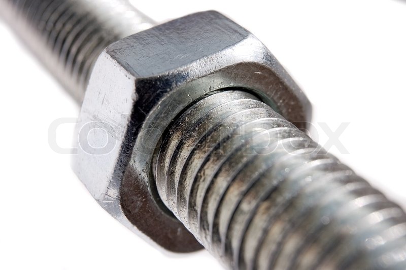 Steel Mutter auf Schraube gegen den ... | Stock Bild | Colourbox