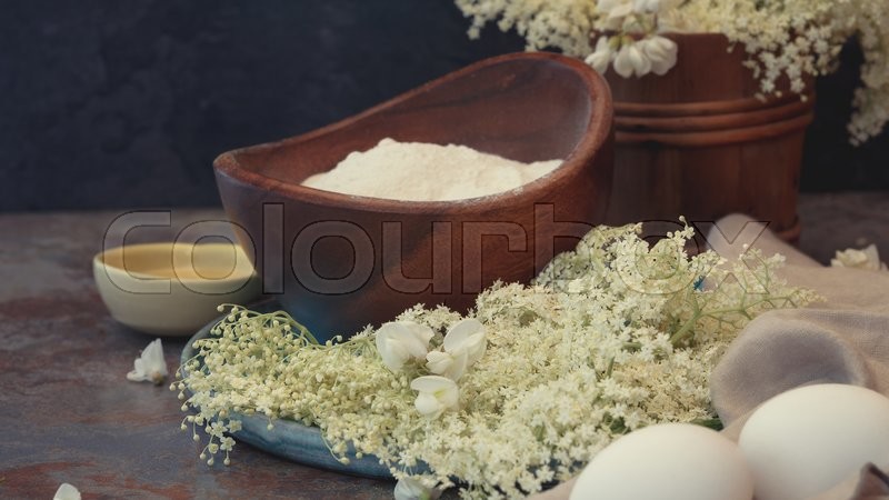 Edible flowers. Preparation of homemade ... | Stock image | Colourbox