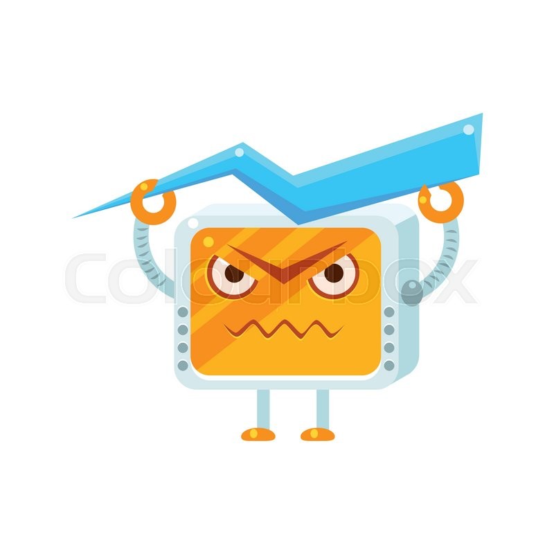 Angry Little Robot Character Simple ... | Stock vector | Colourbox