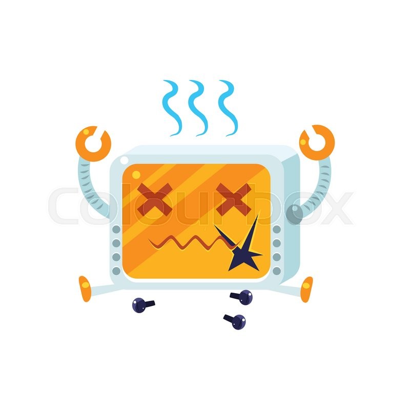 Broken Little Robot Character Simple ... | Stock vector | Colourbox