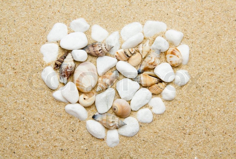 Heart made with shells. Heart shape on ... | Stock image | Colourbox