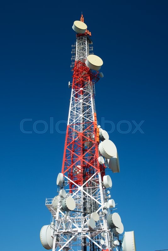 Telecommunications tower with clear ... | Stock image | Colourbox