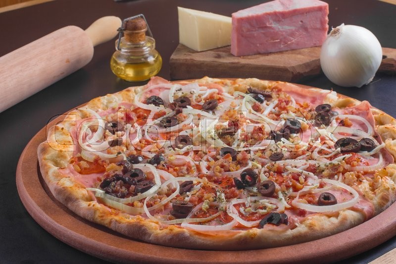 Traditional Calabresa Pizza with ... | Stock image | Colourbox