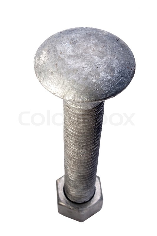 Silver bolt standing in a silver nut ... | Stock Photo | Colourbox