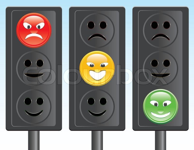 Set of traffic lights with smiley | Stock vector | Colourbox