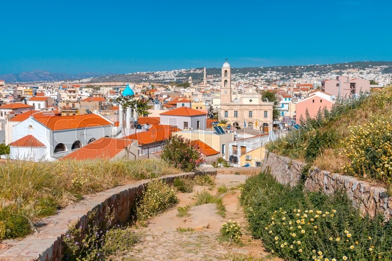 Chania. Aerial view from the hill ... | Stock image | Colourbox