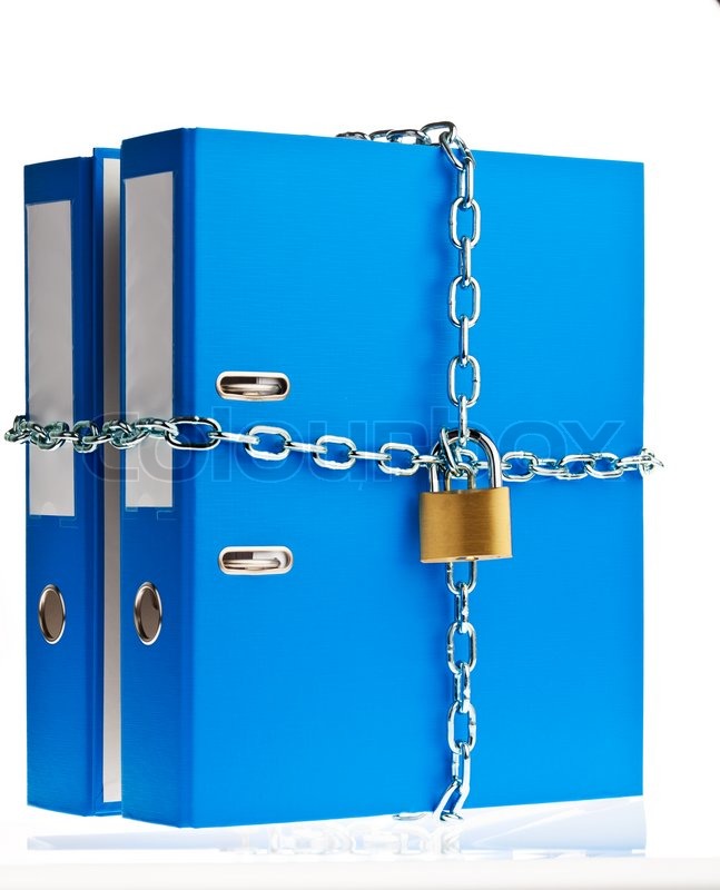 A file folder with chain and padlock ... | Stock image | Colourbox