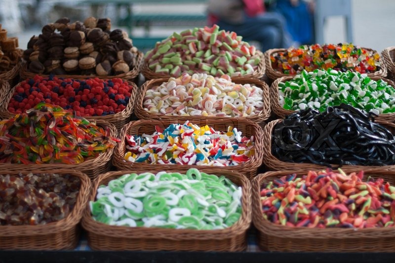 Sweets stand at market | Stock image | Colourbox
