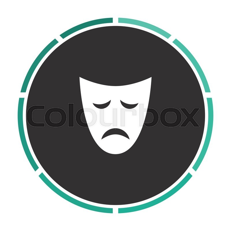 Tragedy mask Simple flat white vector ... | Stock vector | Colourbox