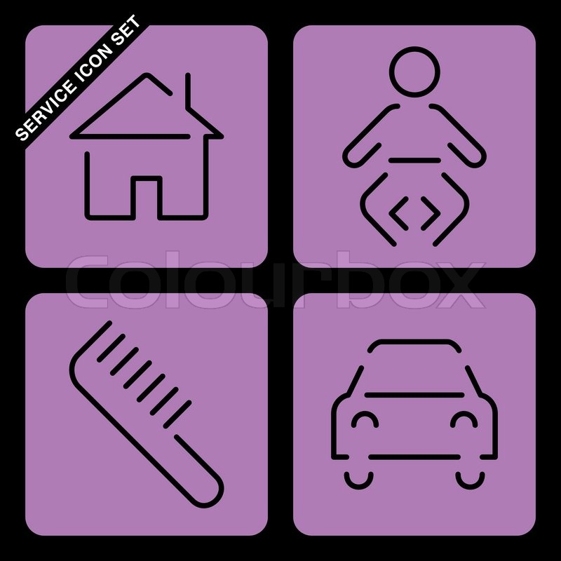 Service icon set on black background | Stock vector | Colourbox