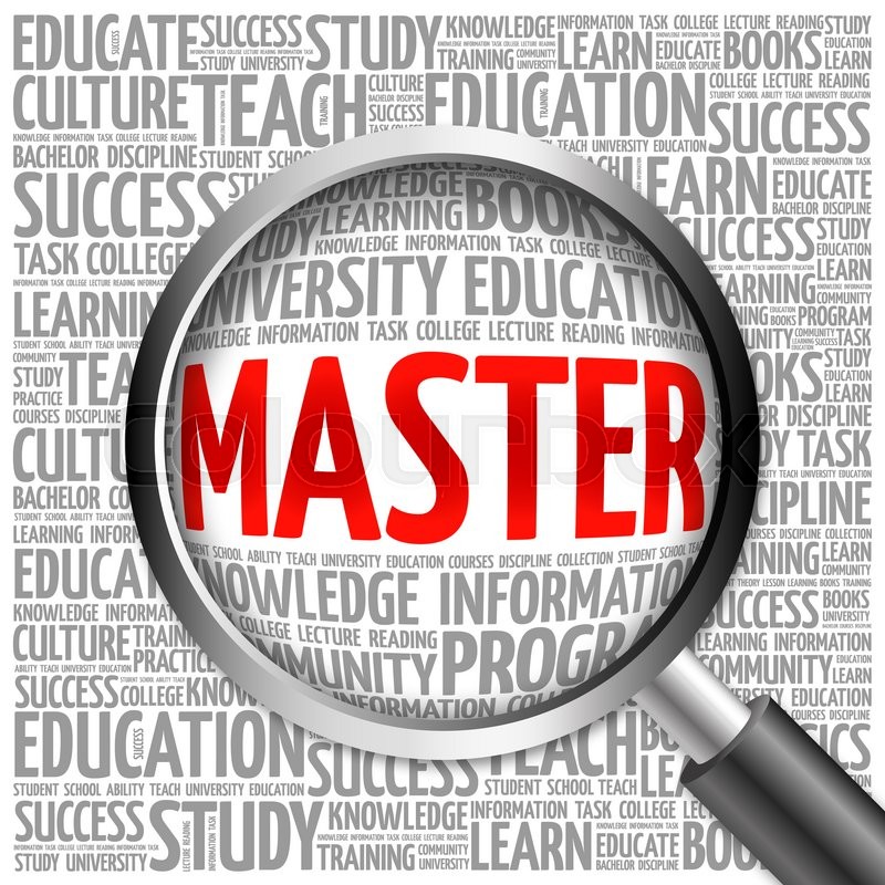 Master word cloud with magnifying ... | Stock image | Colourbox