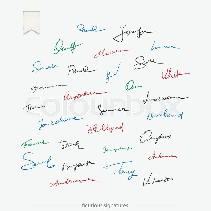 Set of colorful, fictitious signatures ... | Stock vector | Colourbox