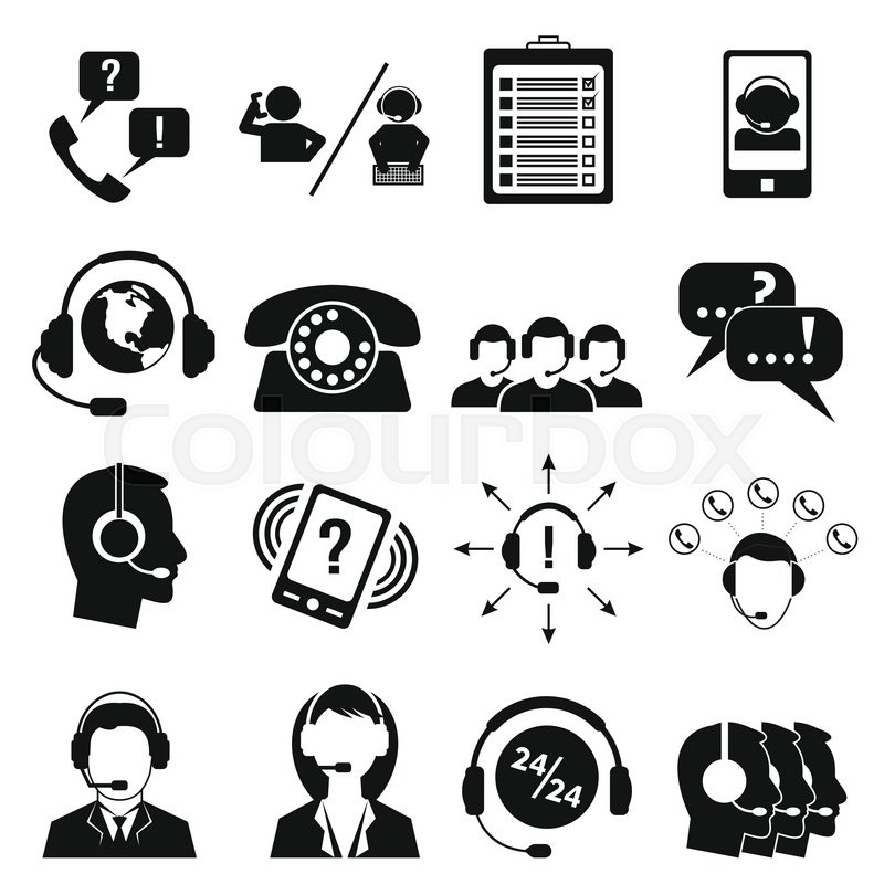 Call center service icons set. Black ... | Stock vector | Colourbox