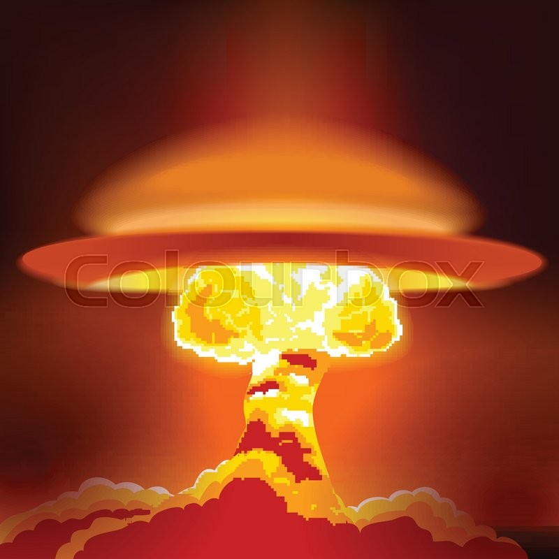 Nuclear explosion with dust. Orange ... | Stock vector | Colourbox