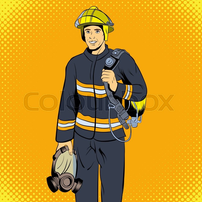 Firefighter comics character. Single ... | Stock vector | Colourbox
