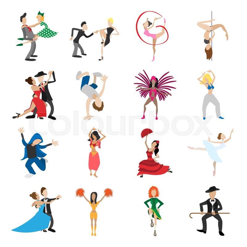 Dances cartoon icons set isolated on ... | Stock vector | Colourbox