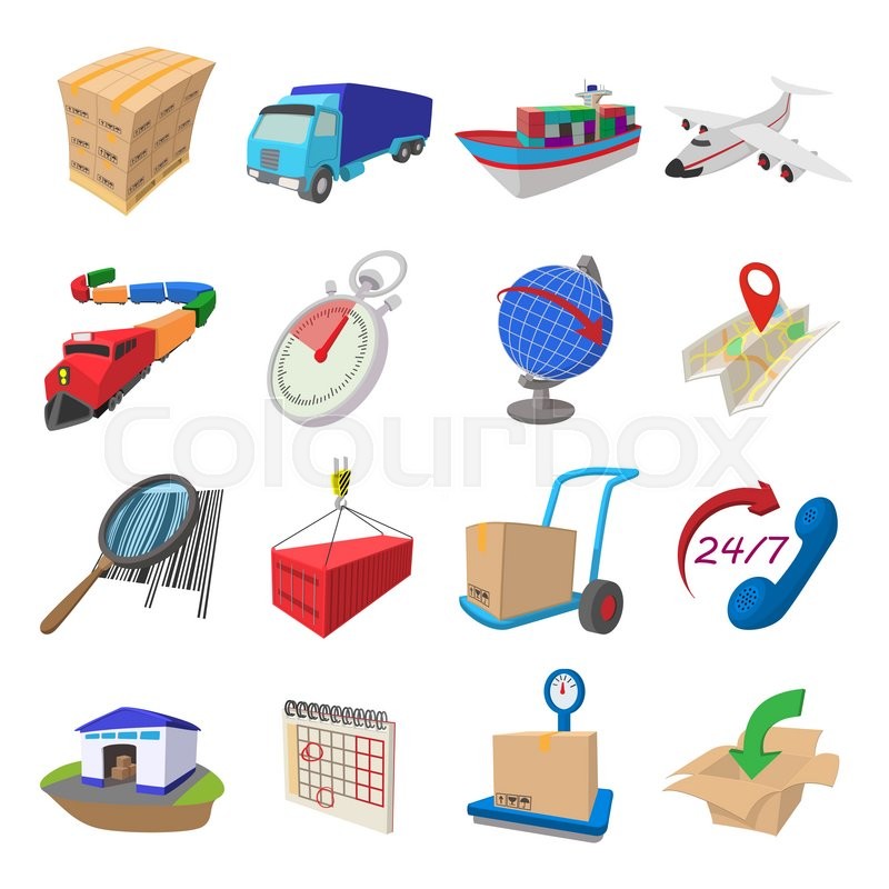 Logistics cartoon icons set isolated ... | Stock vector | Colourbox