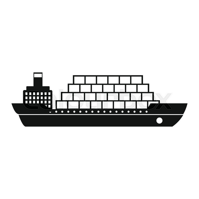 Cargo ship flat black simple icon on a ... | Stock vector | Colourbox