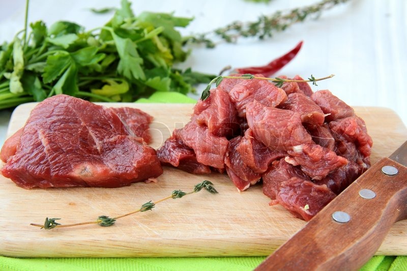 Meat is cut into pieces ingredient food | Stock image | Colourbox