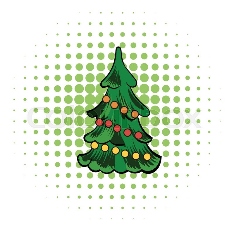 Christmas tree comics icon on the ... | Stock vector | Colourbox