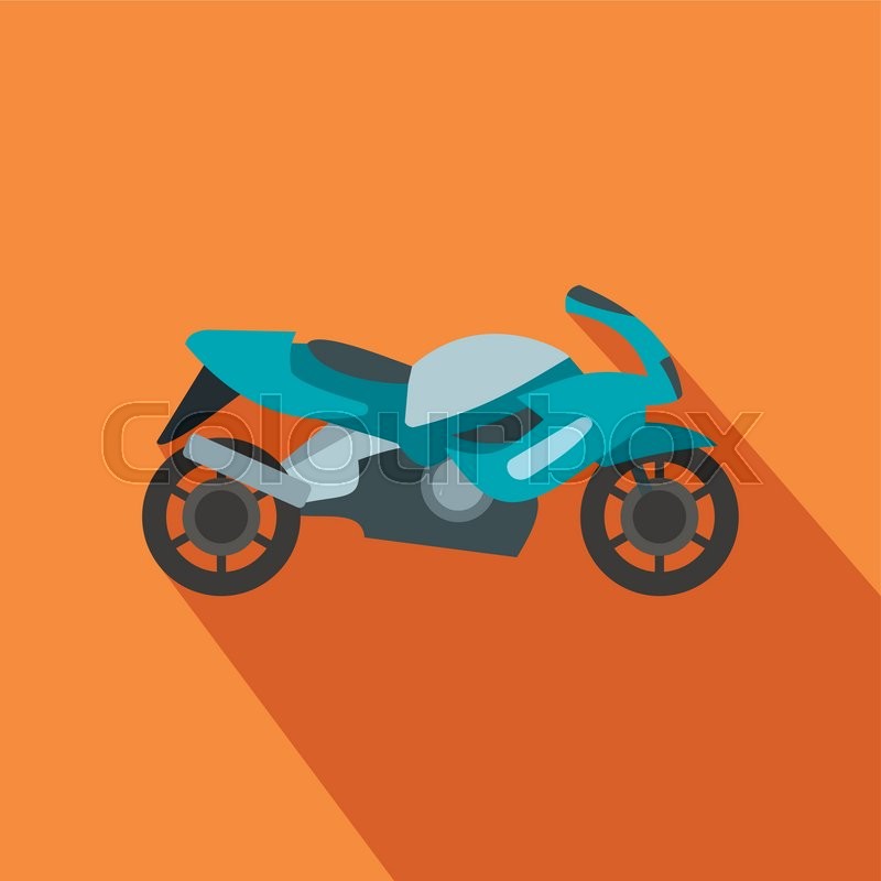 Motorcycle blue flat icon on a orange ... | Stock vector | Colourbox