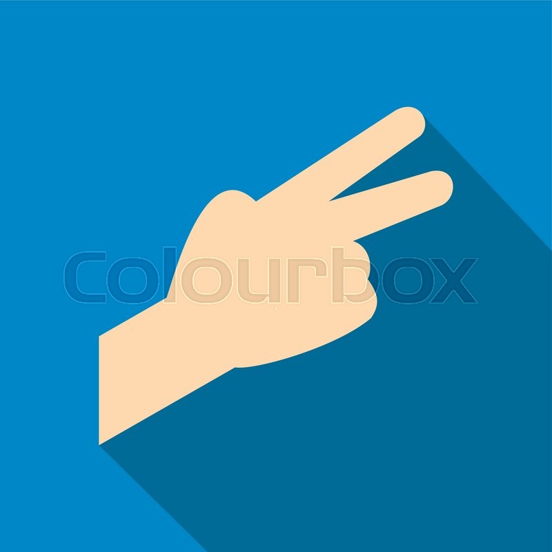 Hand with two fingers flat icon on a ... | Stock vector | Colourbox