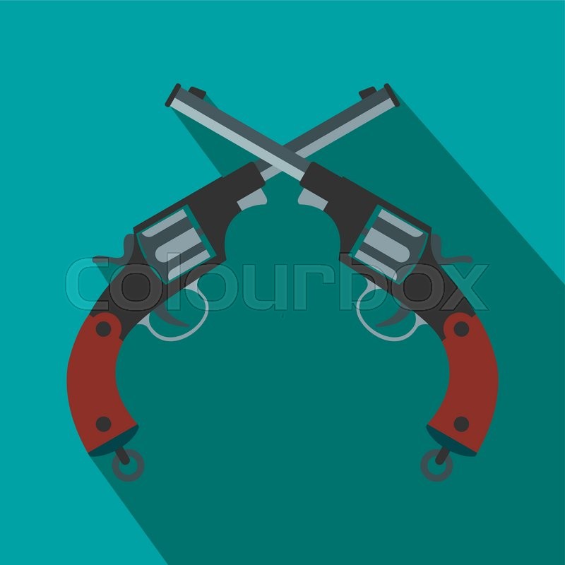 Crossed revolvers flat icon on a white ... | Stock vector | Colourbox