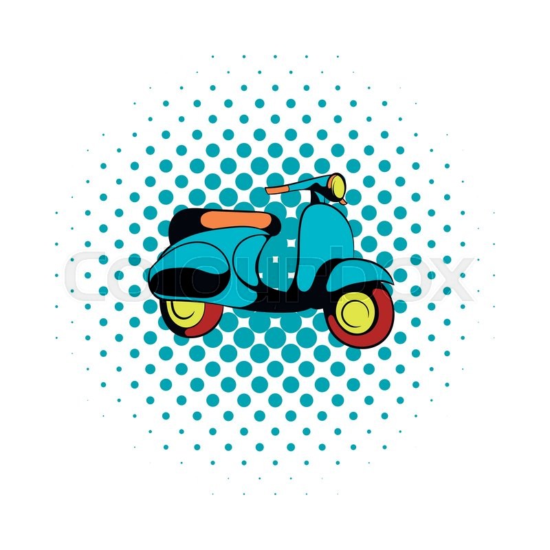 Motorcycle blue comics icon on a white ... | Stock vector | Colourbox