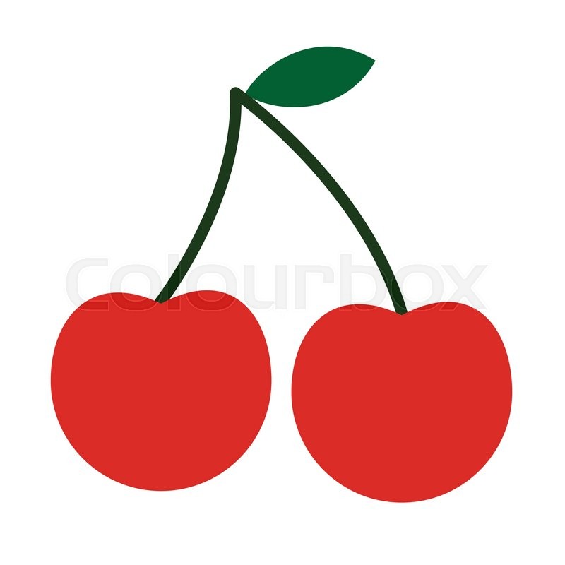 Cherry flat icon isolated on white ... | Stock vector | Colourbox