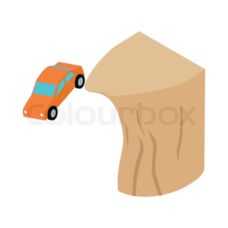 Car falls off a cliff icon in ... | Stock vector | Colourbox
