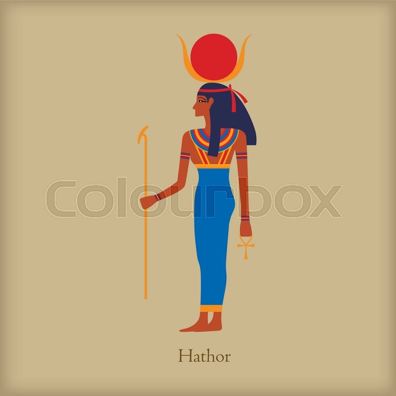 Hathor, Goddess of love icon in flat ... | Stock vector | Colourbox