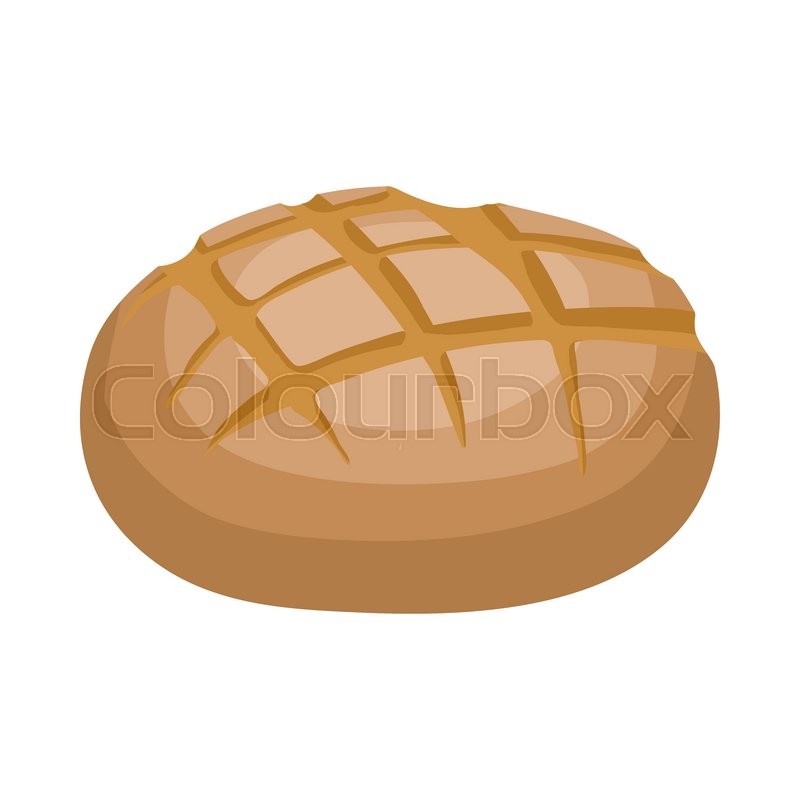 Rye bread icon in cartoon style on a ... | Stock vector | Colourbox