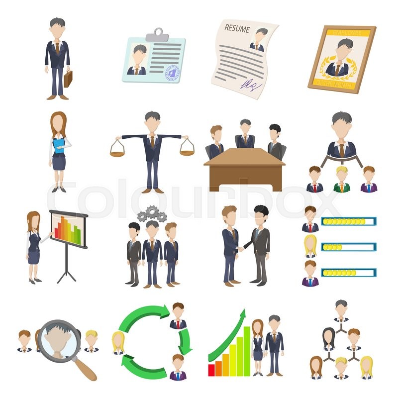 Human resources icons set in cartoon ... | Stock vector | Colourbox