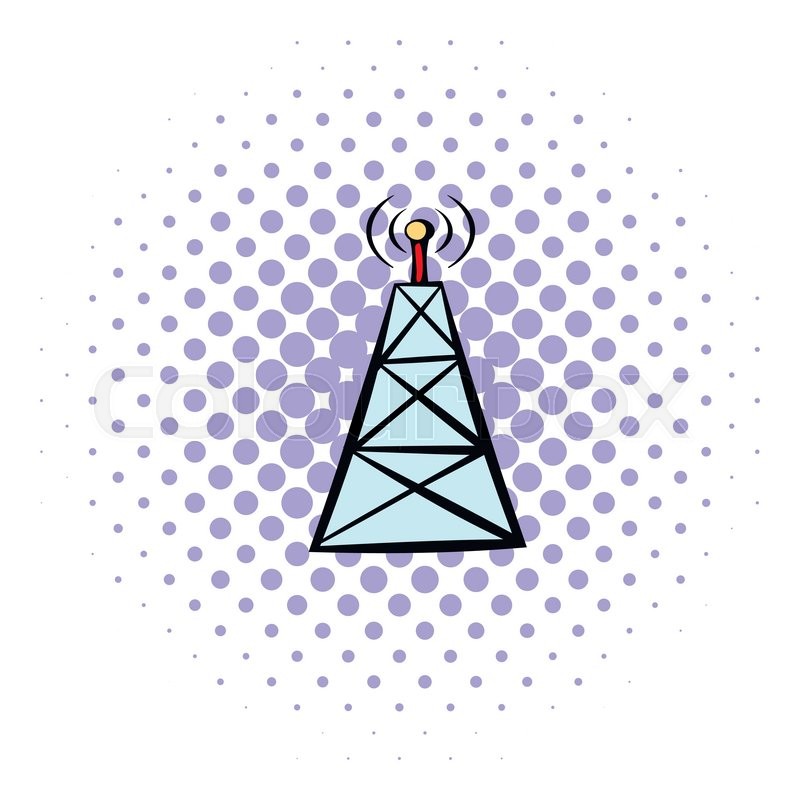 Cell phone tower icon in comics style ... | Stock vector | Colourbox