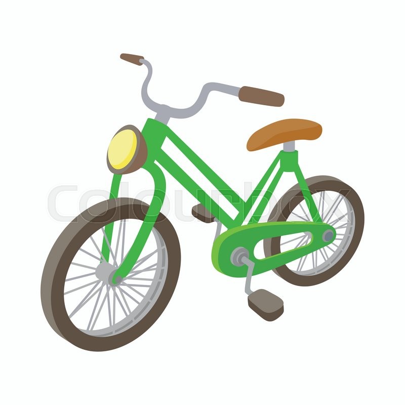 Green bike icon in cartoon style on a ... | Stock vector | Colourbox