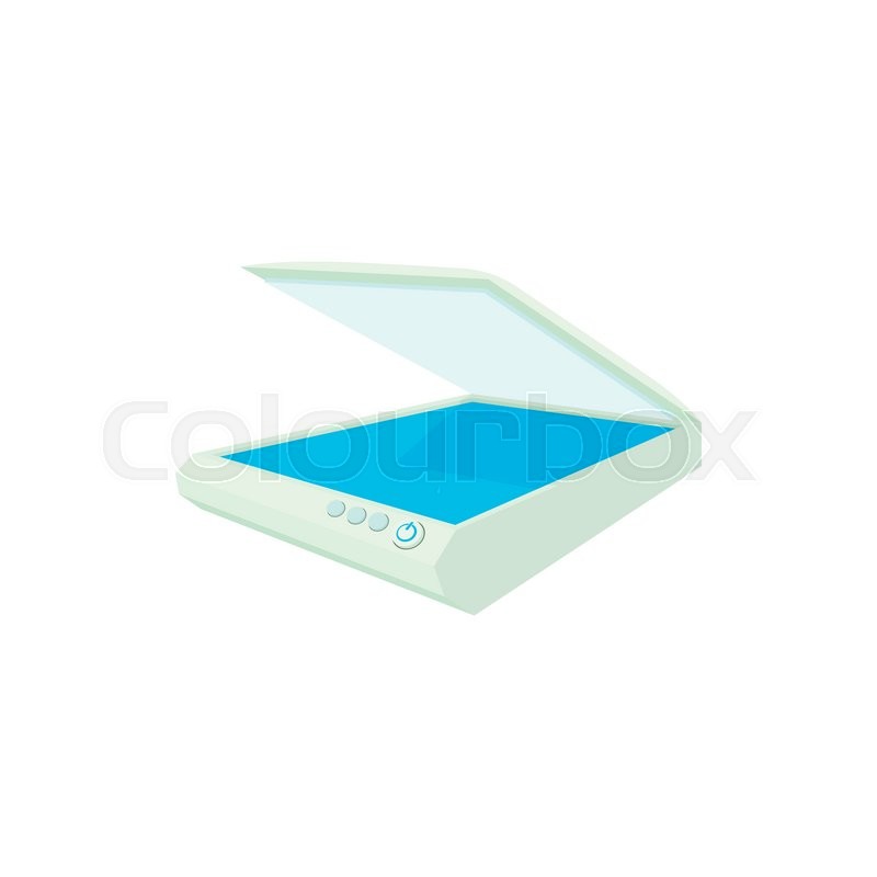Open scanner icon in cartoon style on ... | Stock vector | Colourbox