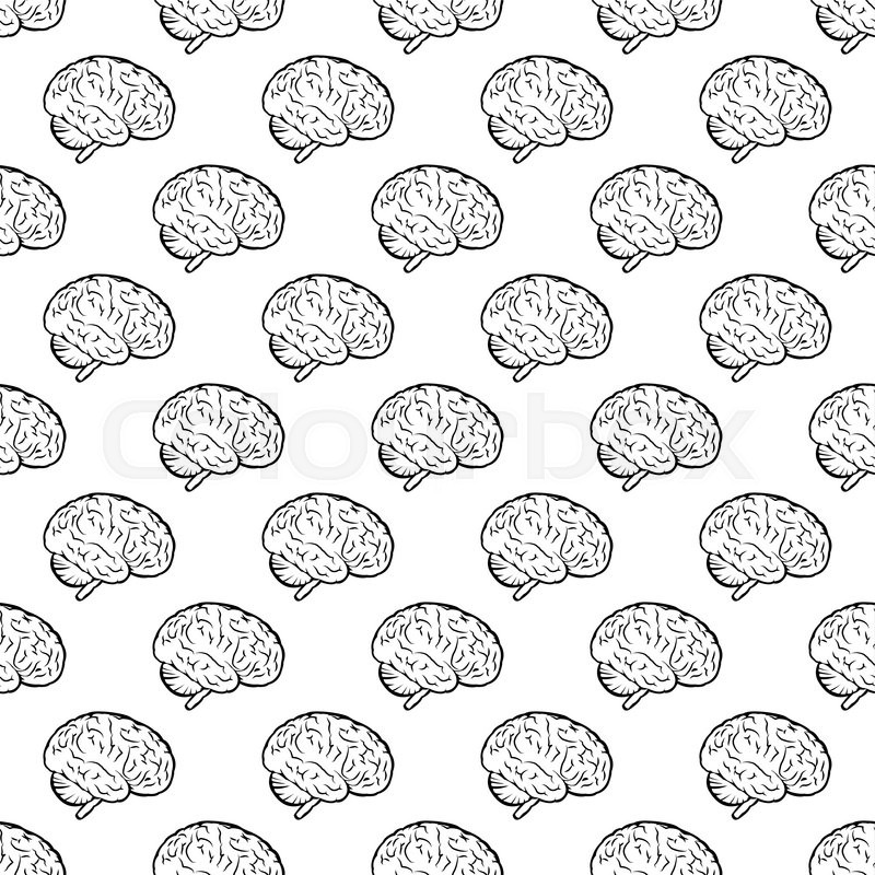 Human brain pattern seamless black for ... | Stock vector | Colourbox