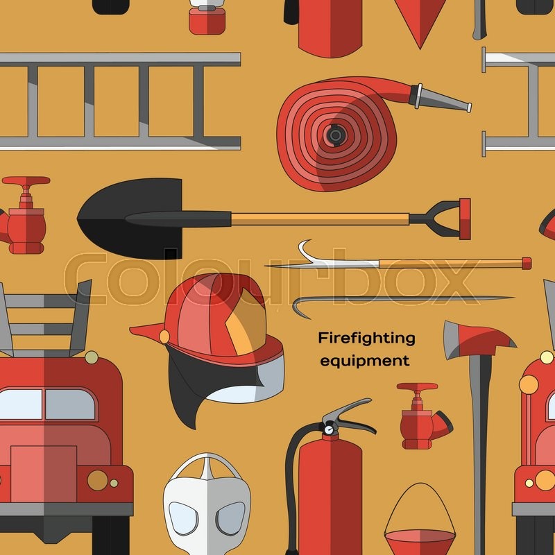 Set icons of firefighting equipment ... | Stock vector | Colourbox