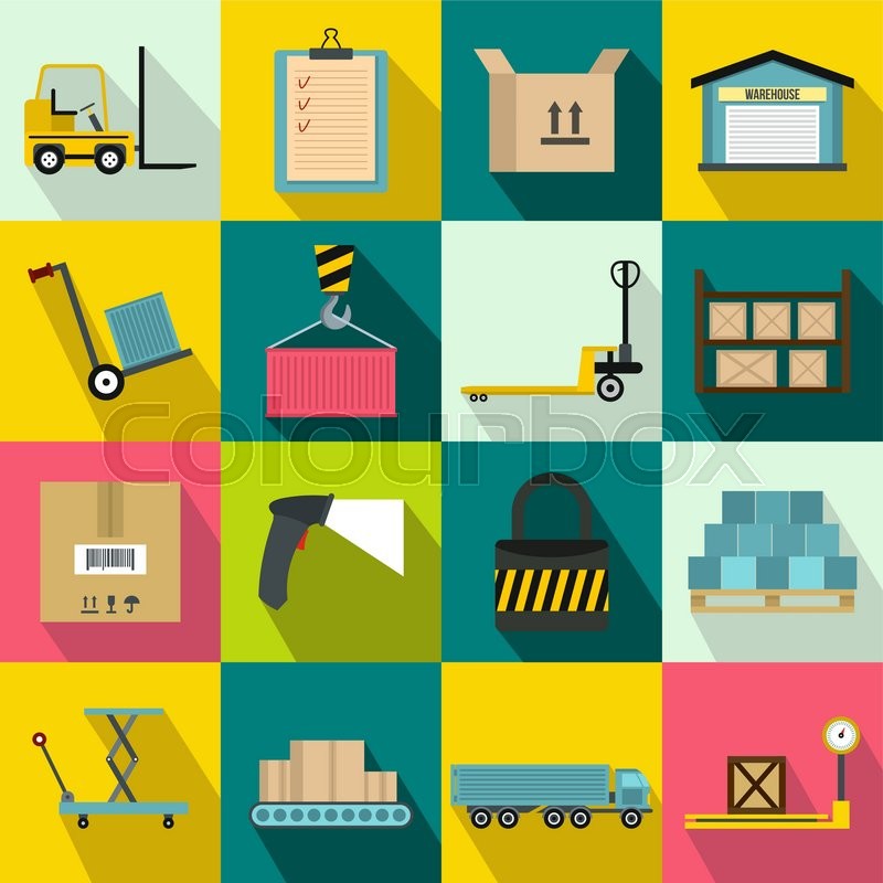 Warehouse logistic storage icons set ... | Stock vector | Colourbox