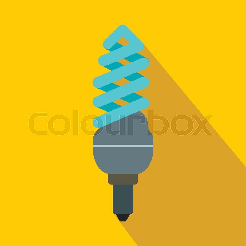Fluorescent lamp icon in flat style on ... | Stock vector | Colourbox