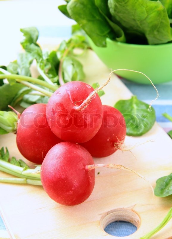Bunch of red ripe radish on the organic ... | Stock image | Colourbox