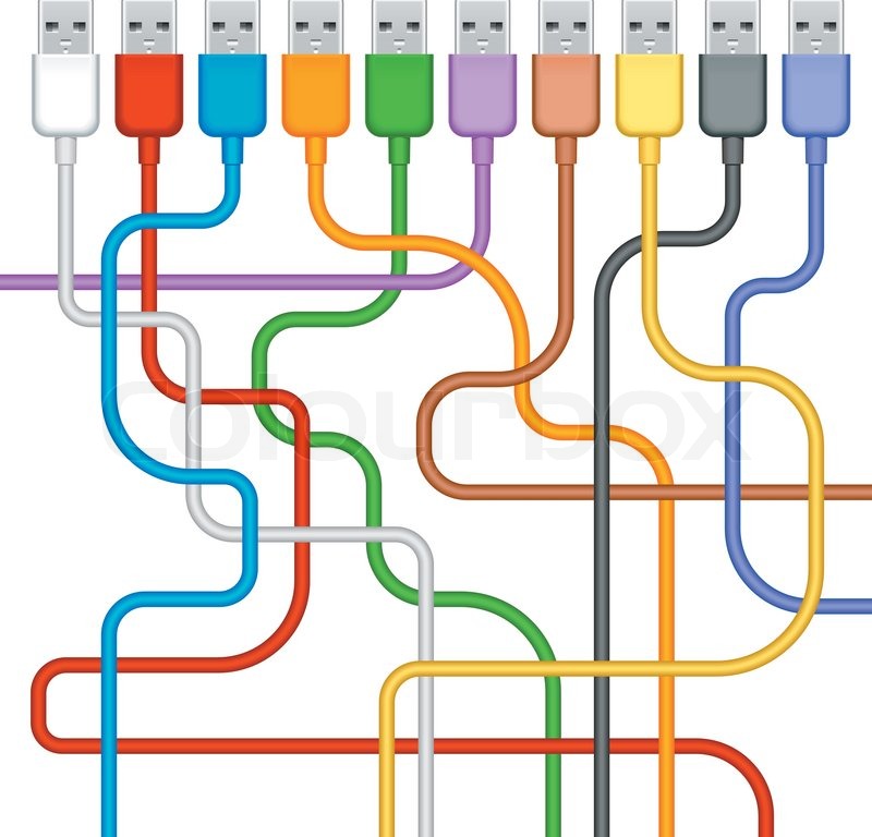 Usb stik med ledning isoleret på hvid ... | Stock vektor | Colourbox