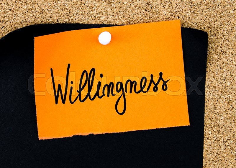 Willingness written on orange paper ... | Stock image | Colourbox