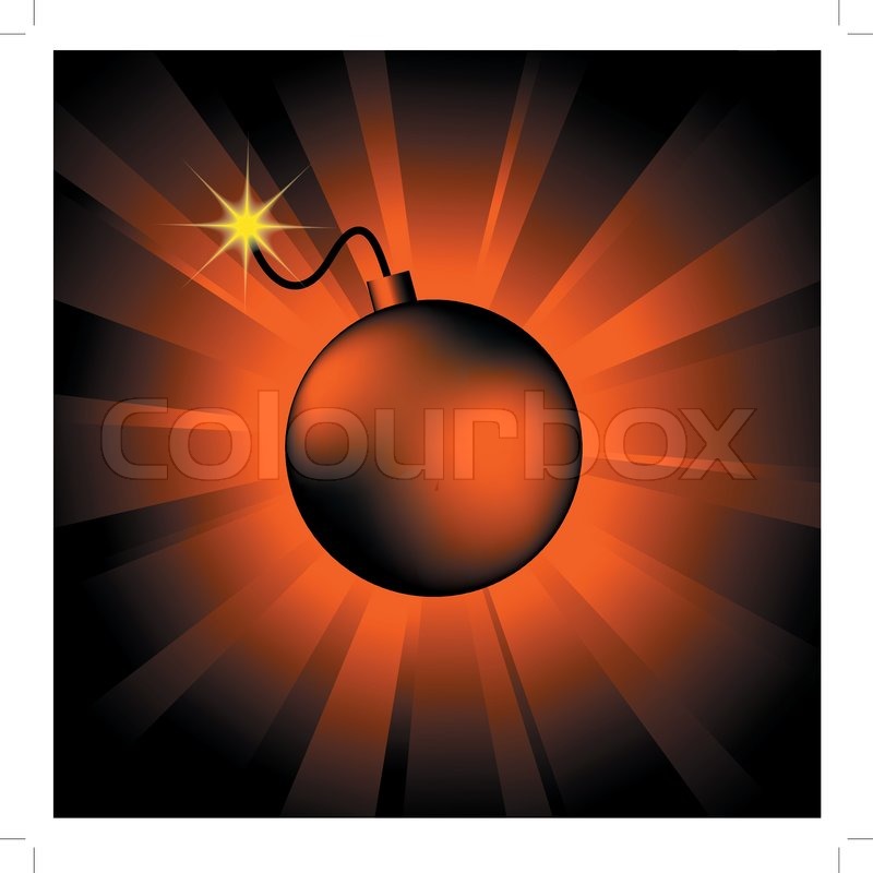 Illustration of bomb on red shining ... | Stock vector | Colourbox