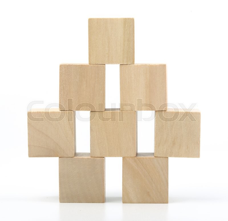 Wooden blocks are isolated on white ... | Stock image | Colourbox
