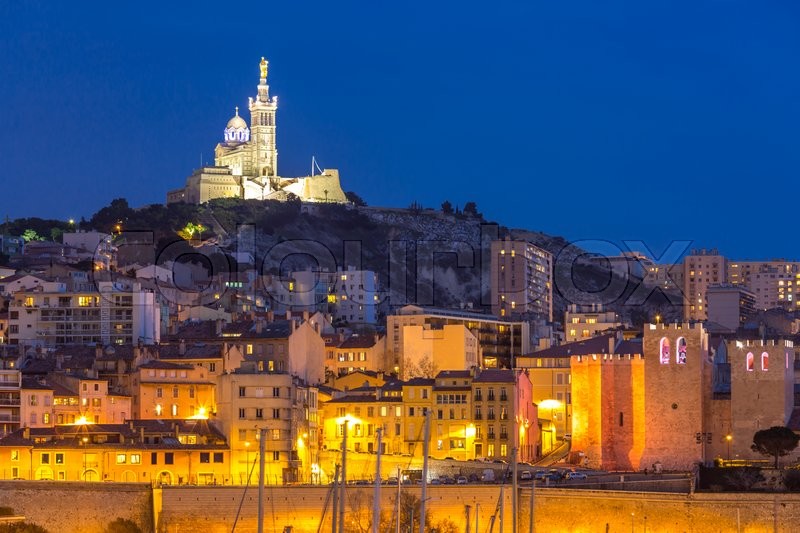 Marseille, France at night. The famous ... | Stock image | Colourbox