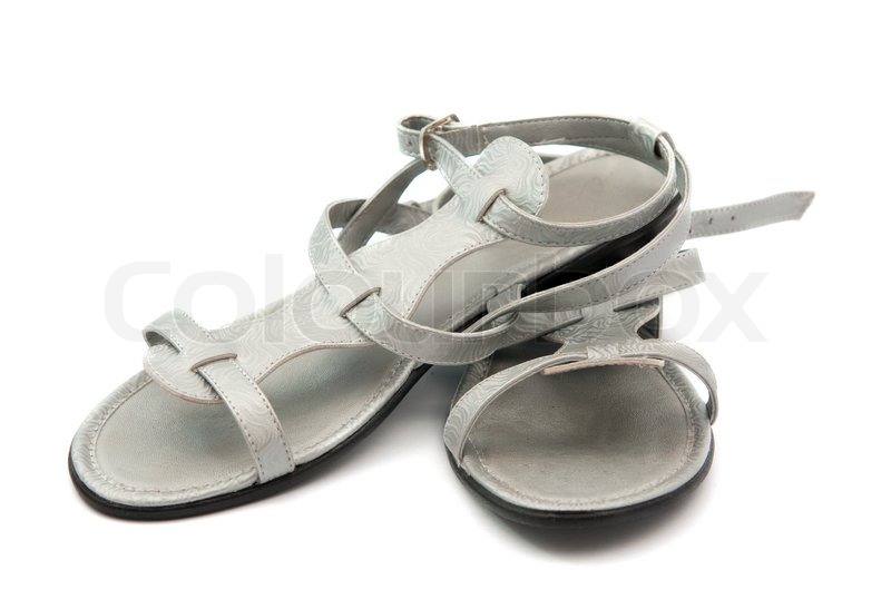 Gray sandals on a white background | Stock image | Colourbox